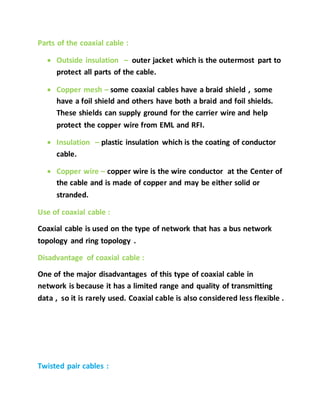 TYPES OF COMPUTER NETWORK CABLES | DOCX