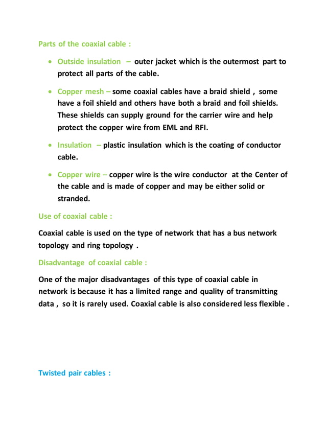 TYPES OF COMPUTER NETWORK CABLES | DOCX