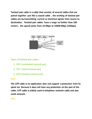 TYPES OF COMPUTER NETWORK CABLES | DOCX