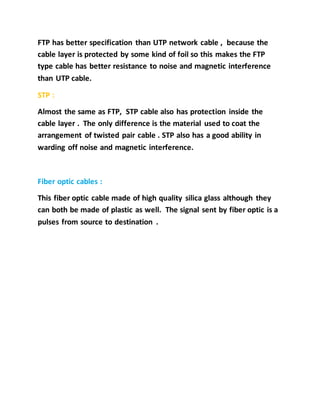 TYPES OF COMPUTER NETWORK CABLES | DOCX