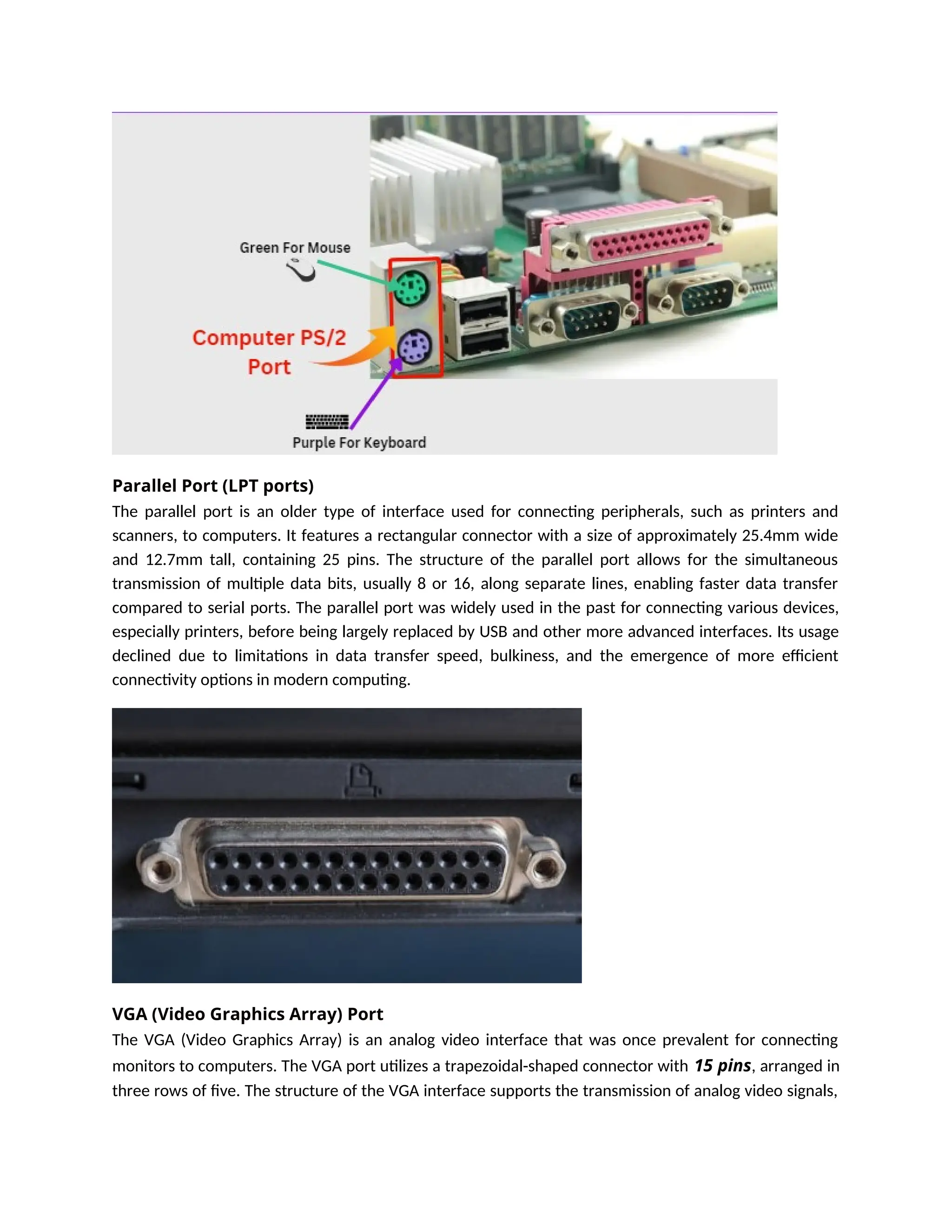 Types of Computer PortsAnd Their Functions With Picture | DOCX
