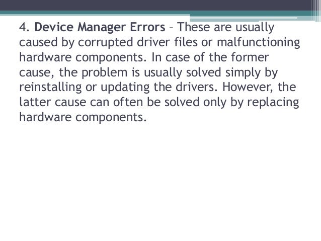 Types of computer system error