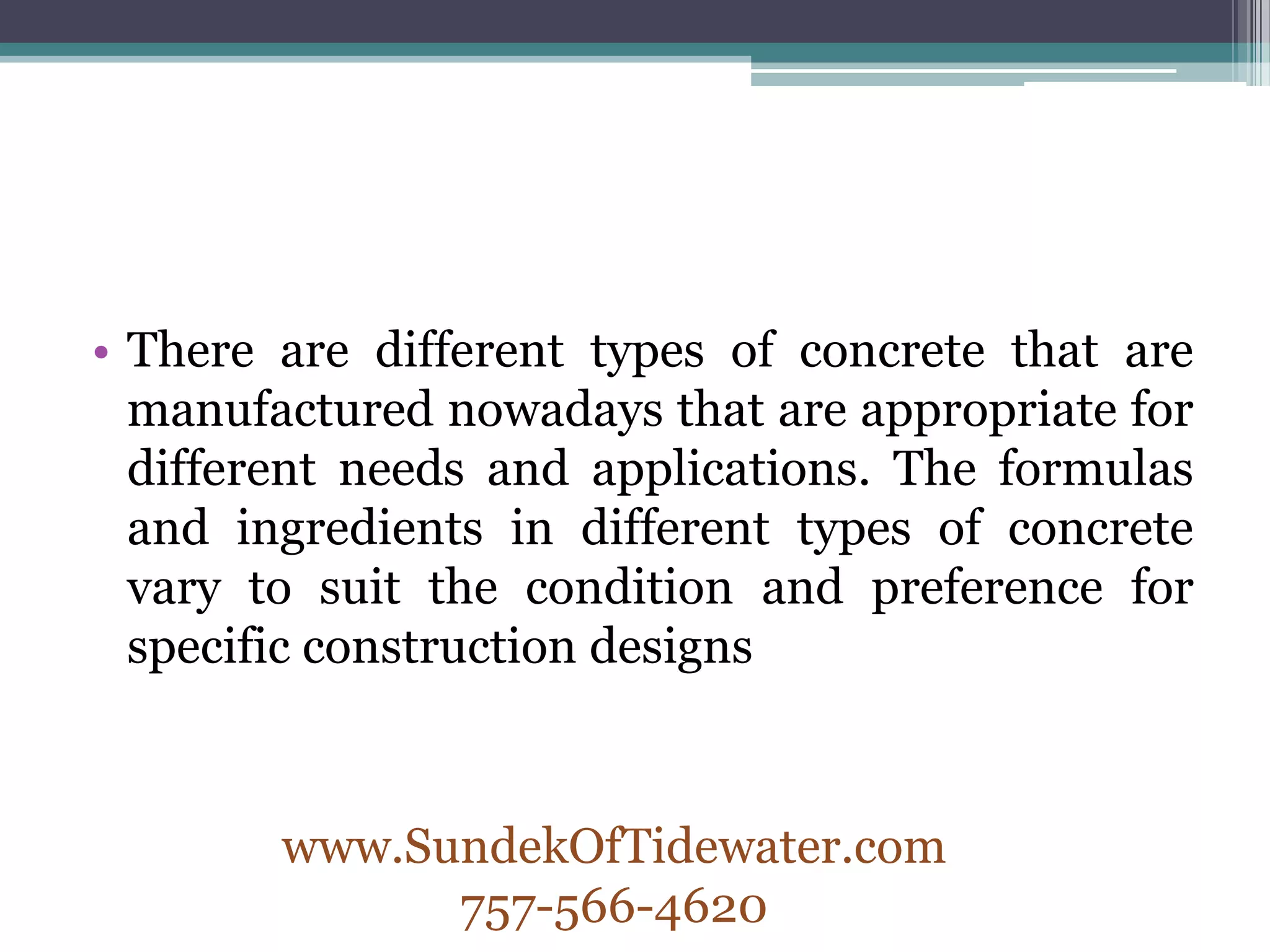 Types of concrete | PPTX | Geology | Science