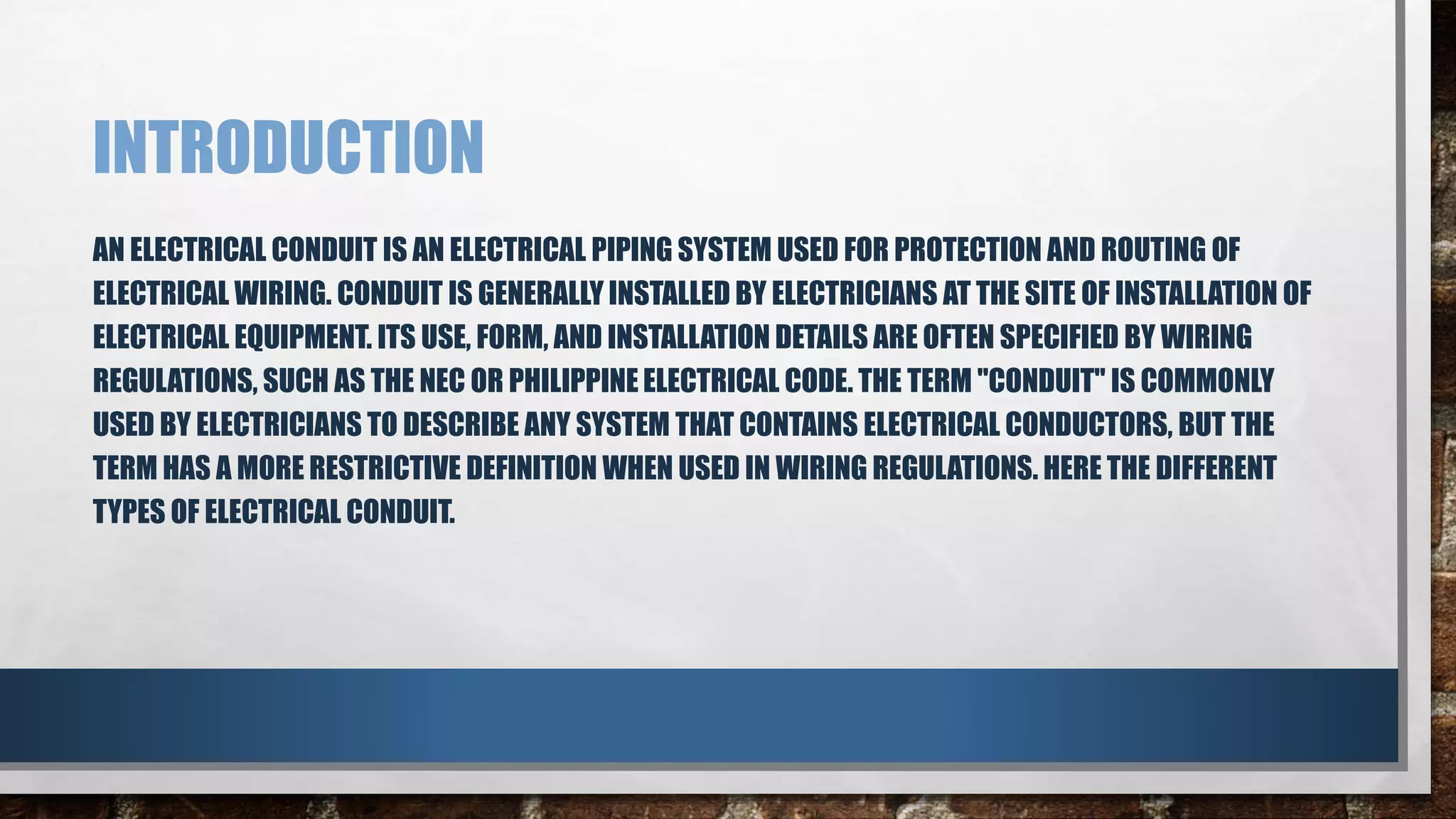 Types of conduits | PPTX