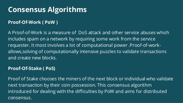 Types of consensus algorithms Types of consensus algorithms