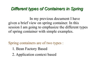 Different Types of Containers in Spring | PPT