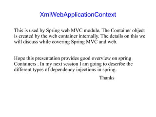 Different Types of Containers in Spring | PPT