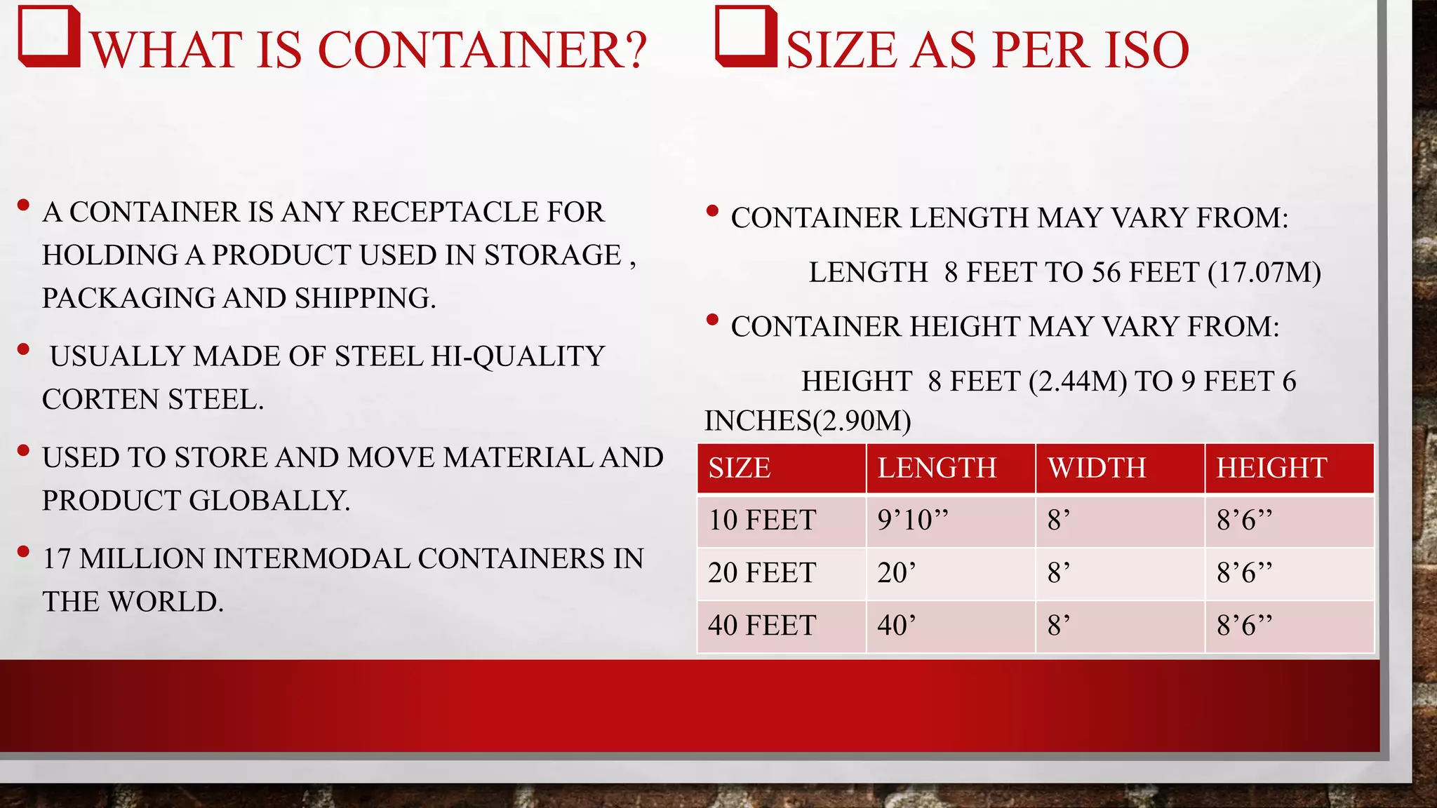 Types of container With all data | PPTX