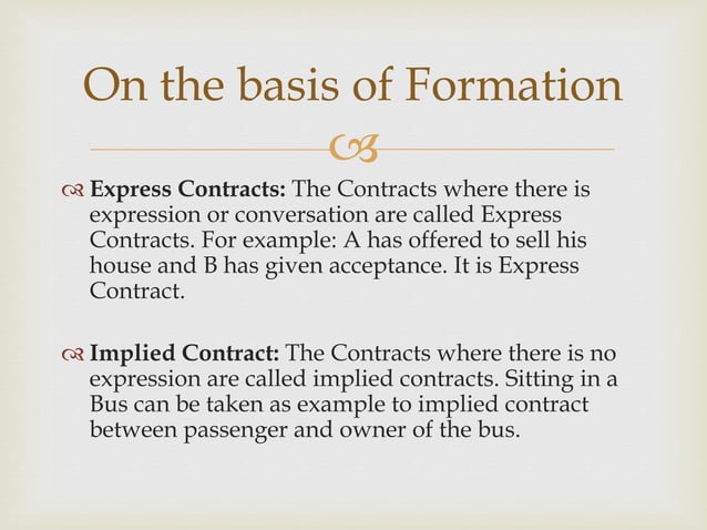 Types of contract | PPTX | Business | Business and Finance