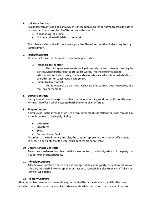 Types of contract | DOCX