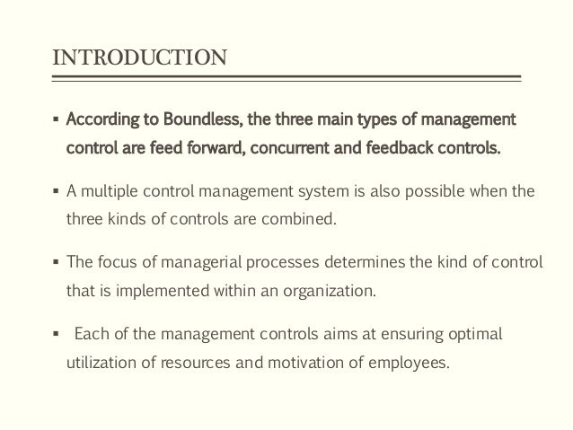 Types of control in management