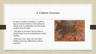 Types of corrosion and Prevention of corrosion | PPTX