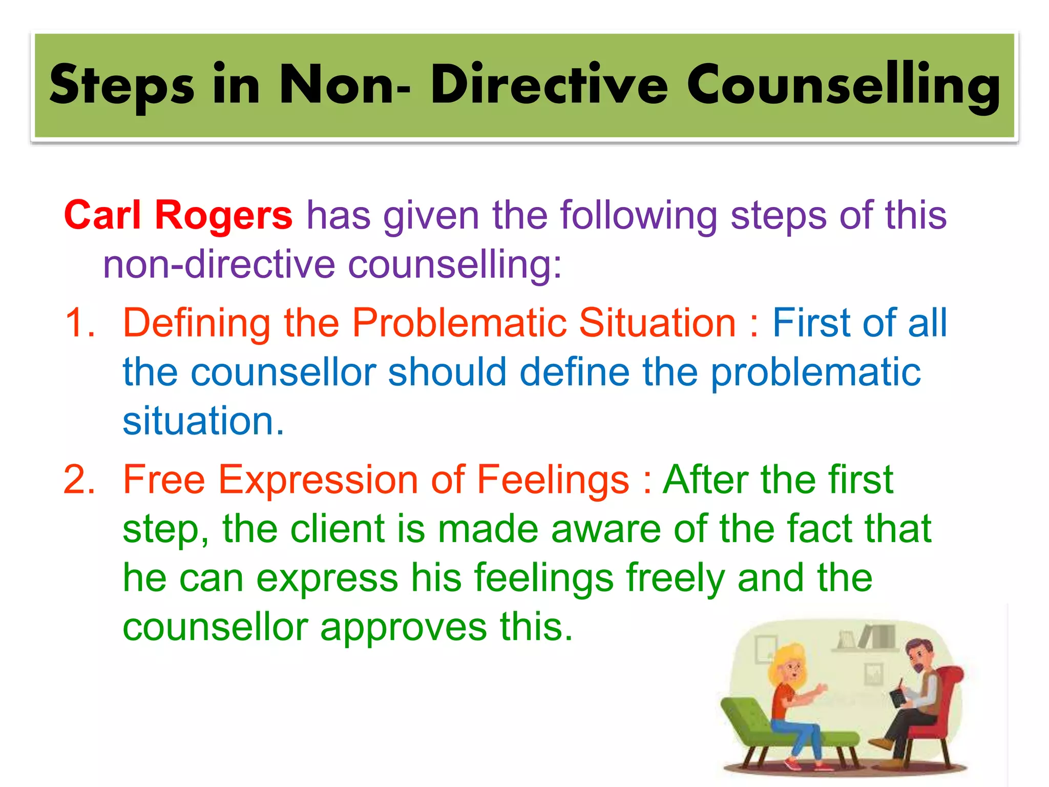 Types of counseling directive, non-directive, and eclectic counselling ...