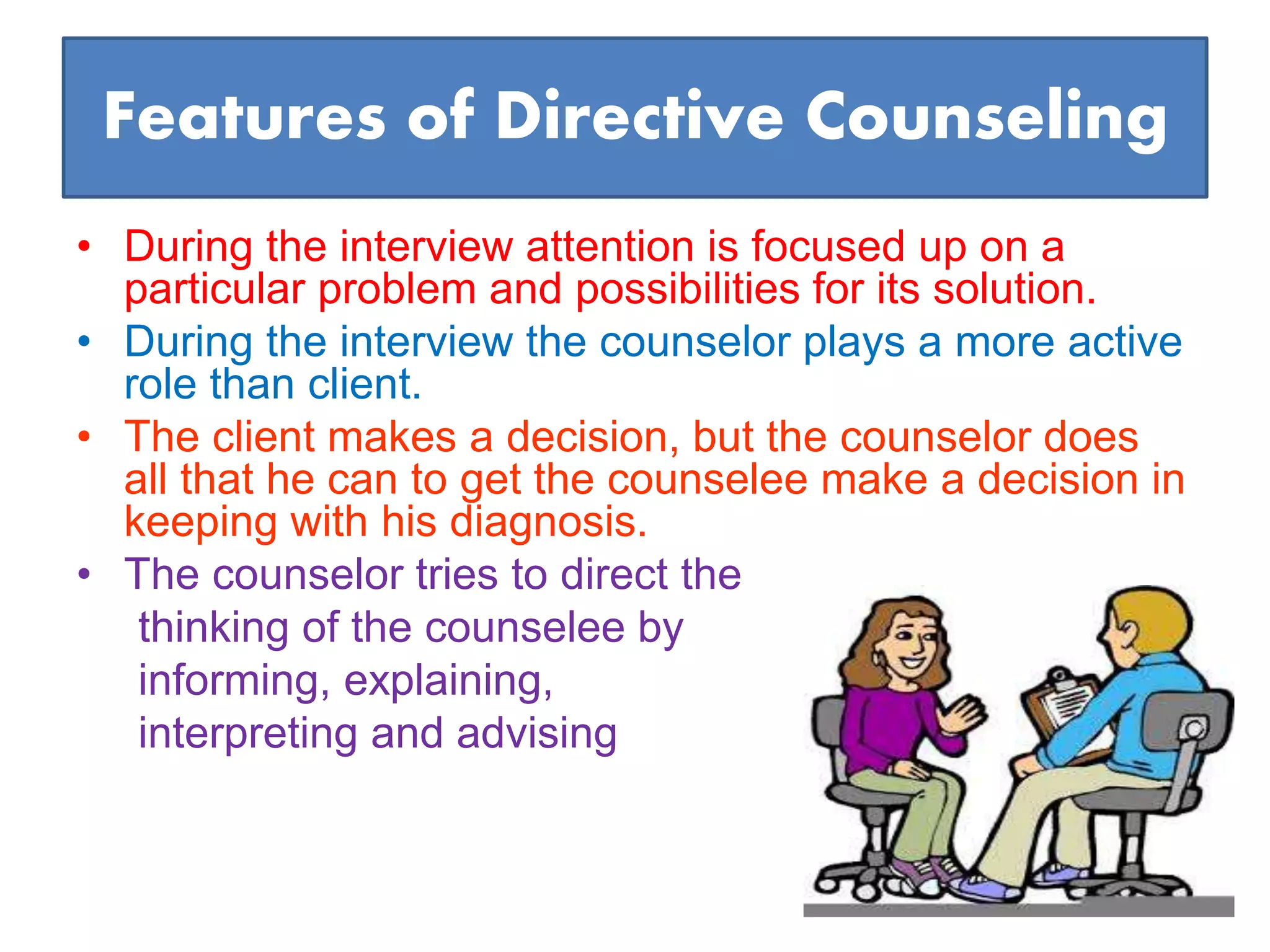 Types of counseling directive, non-directive, and eclectic counselling | PPTX