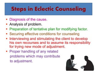 Types of counseling directive, non-directive, and eclectic counselling | PPTX