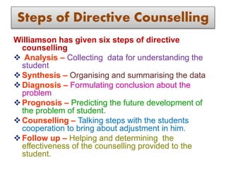 Types of counseling directive, non-directive, and eclectic counselling ...