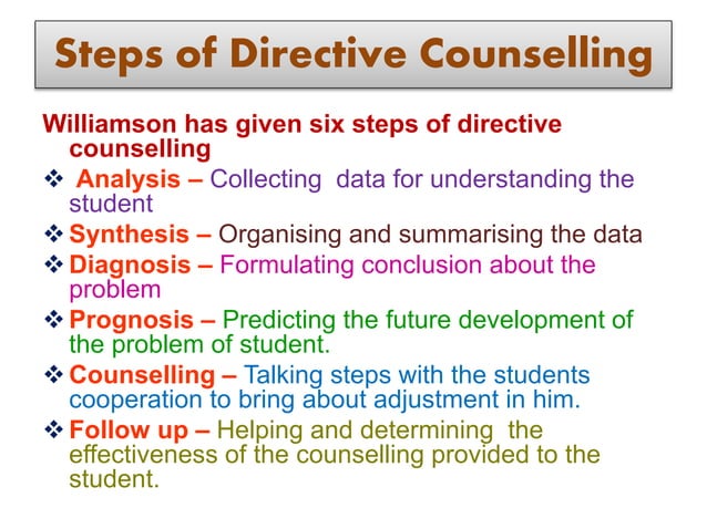 Types of counseling directive, non-directive, and eclectic counselling ...