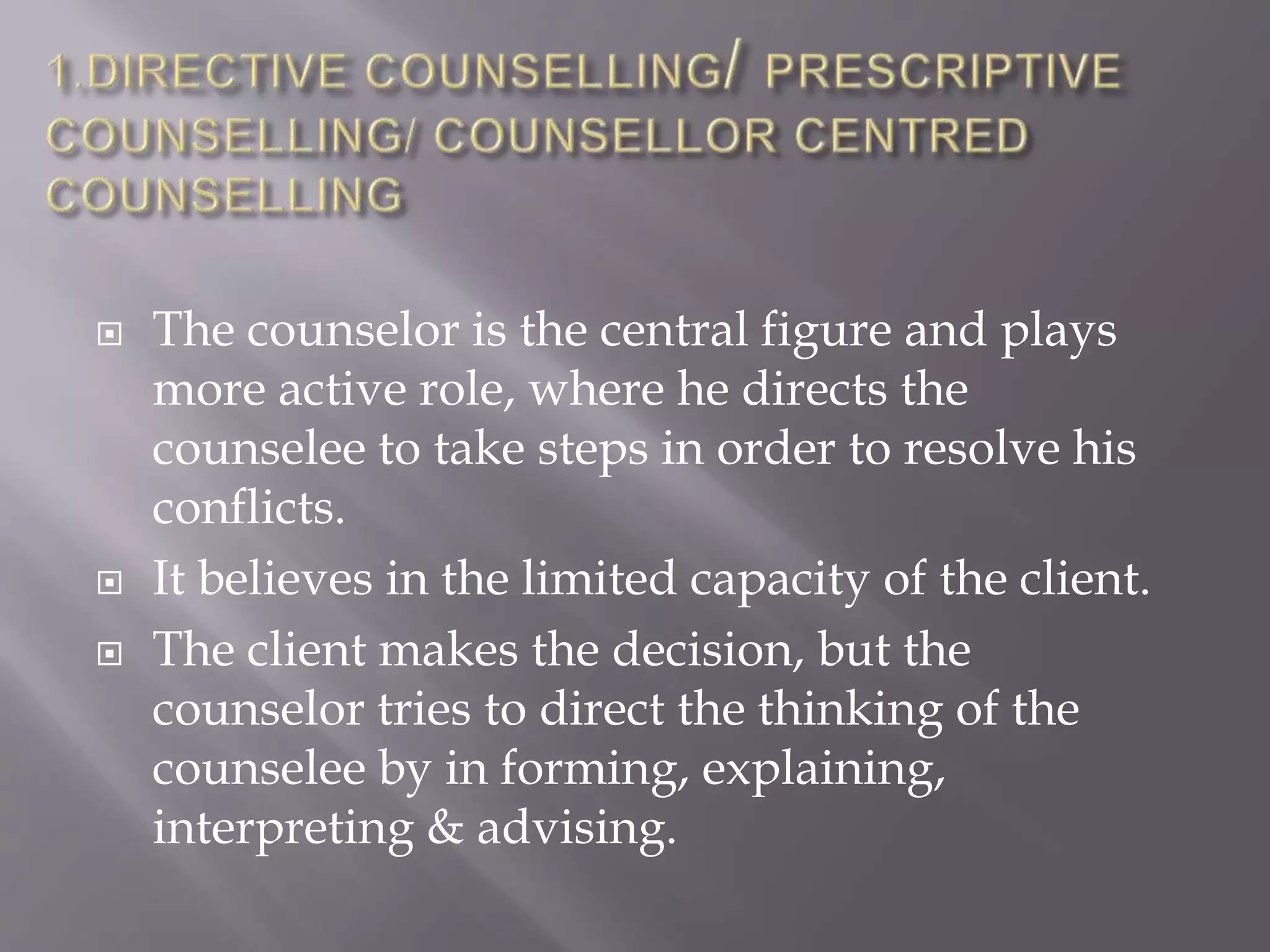 Types of counselling | PPT | Free download