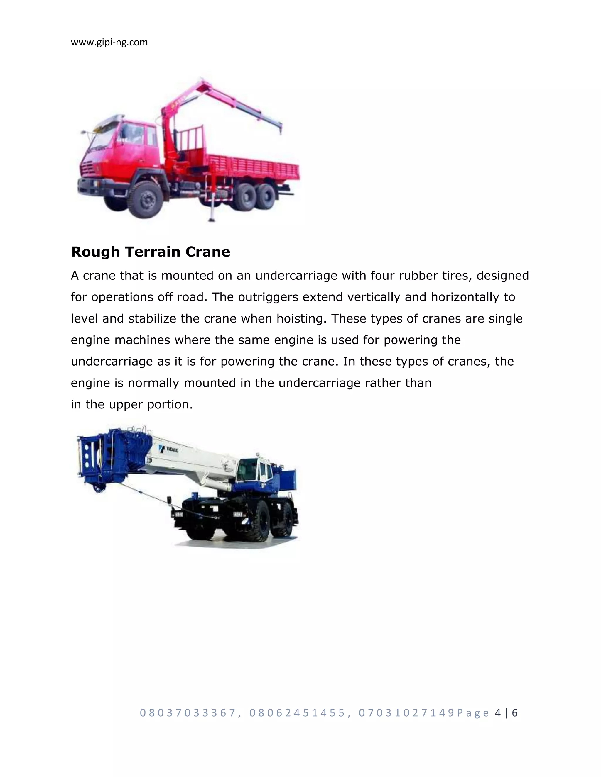 Types of cranes | DOCX