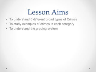 Types of Crime presentation | PPTX | Crime & Harmful Acts to ...