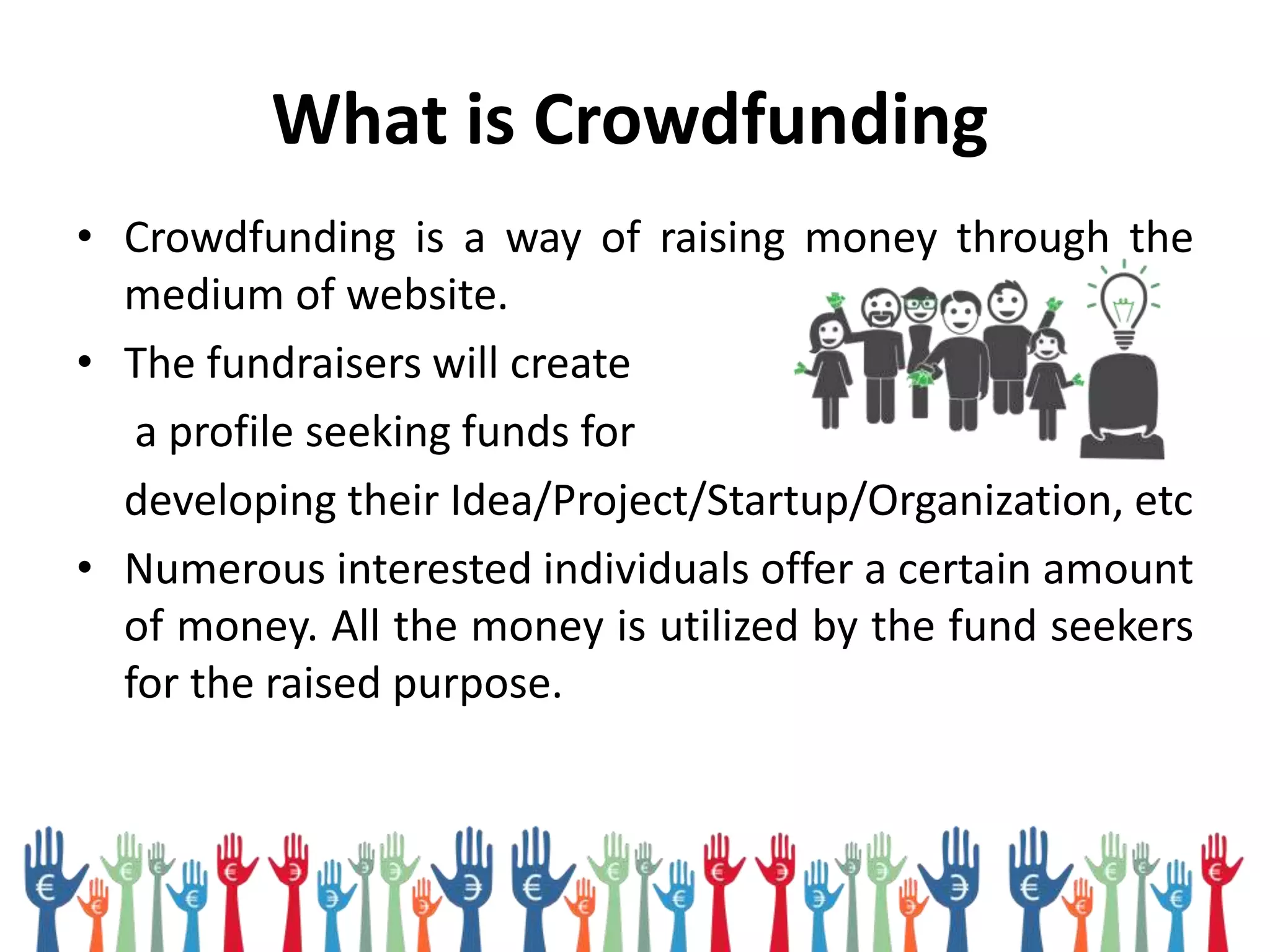 Types of crowdfunding and its scope | PPTX
