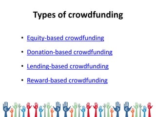 Types of crowdfunding and its scope | PPTX