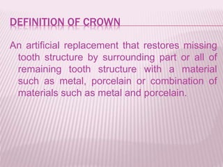 Types of crown & bridges | PPT