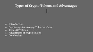 Types of Crypto Tokens and Advantages | PPTX | Currencies | Economy
