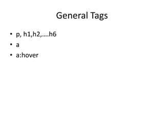 Types of css general tags Web Pages CSS_ | PDF