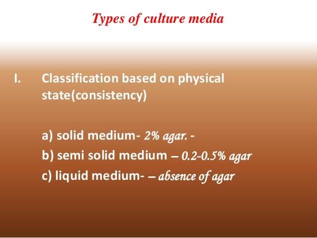 Types of culture media
