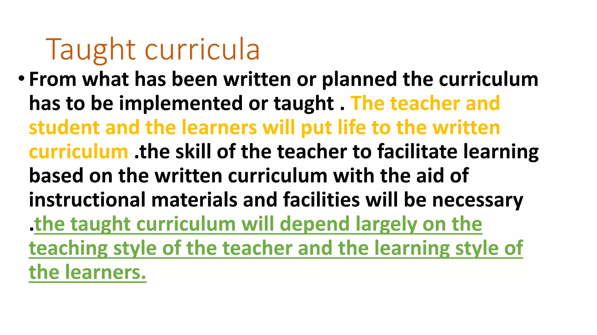 Curricula/Curriculum of the school | PPTX
