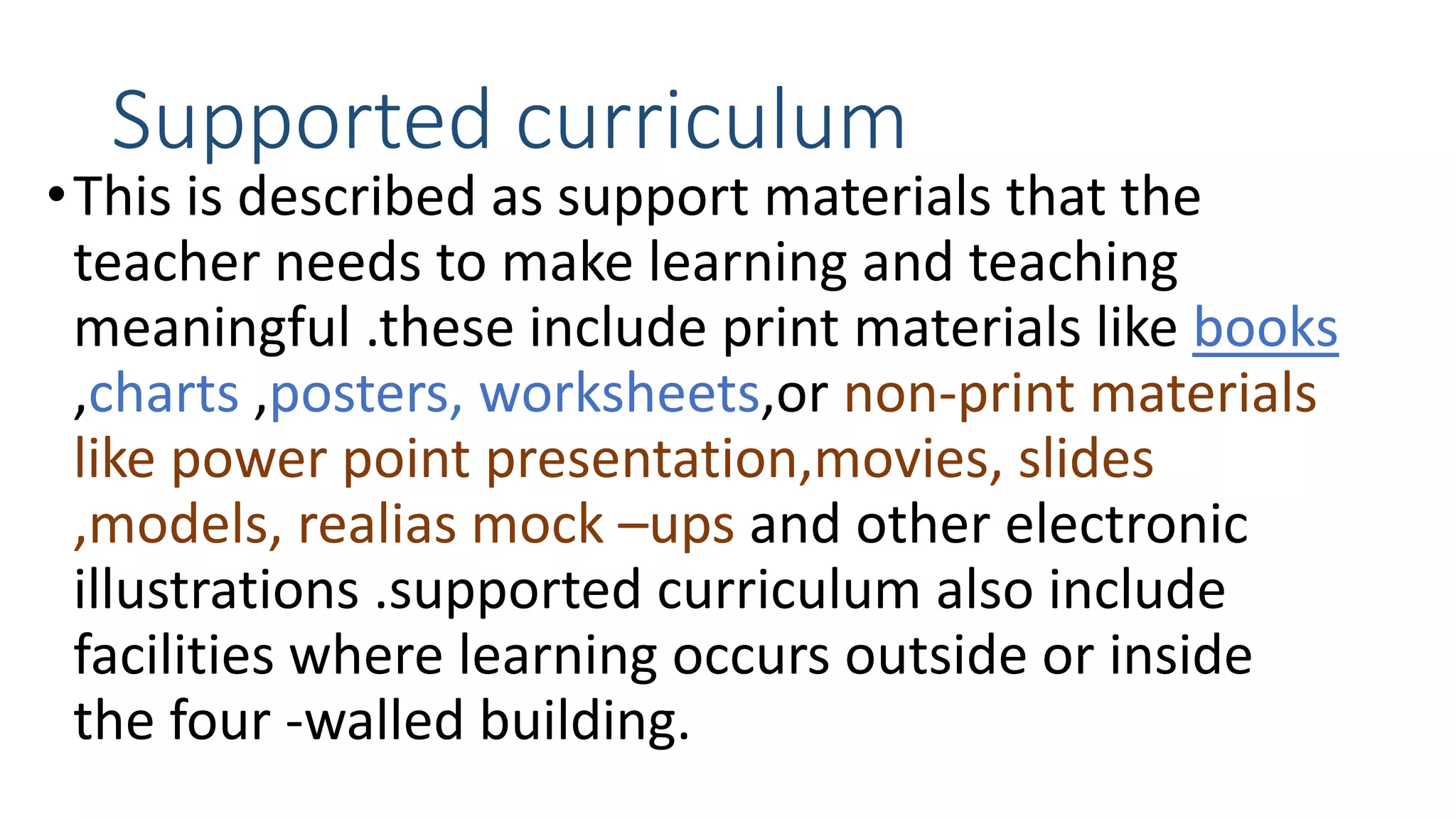 Curricula/Curriculum of the school | PPTX