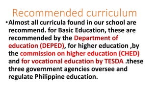 Curricula/Curriculum of the school | PPTX