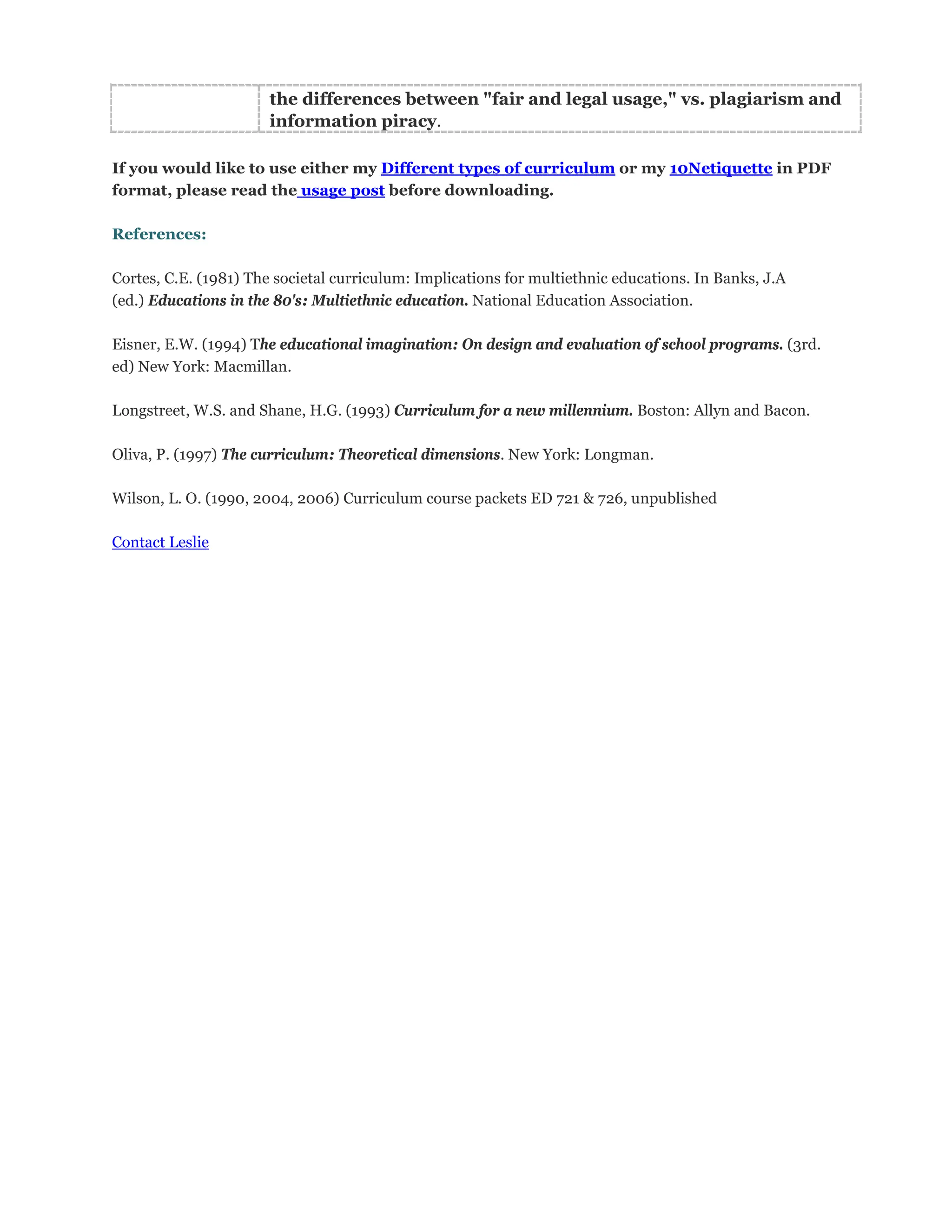 Types of curriculum . | PDF