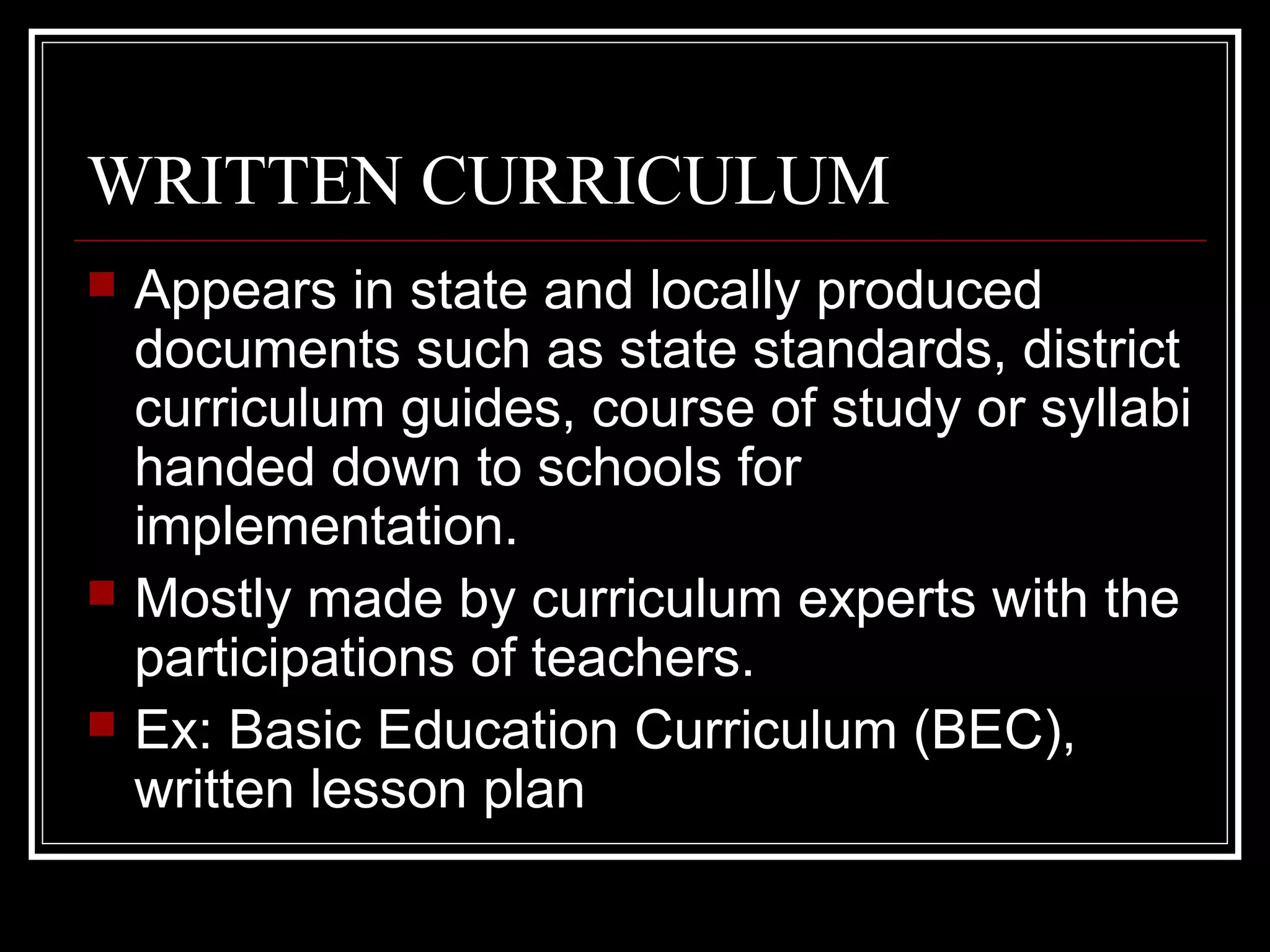 Types of Curriculums operating in schools | PPT