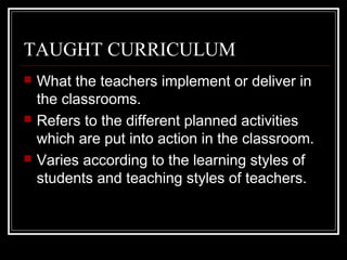 Types of Curriculums operating in schools | PPT