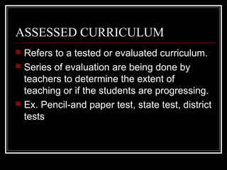 Types of Curriculums operating in schools | PPT