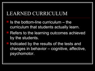 Types of Curriculums operating in schools | PPT