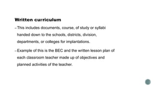 Types of curriculum operating in schools | PPTX