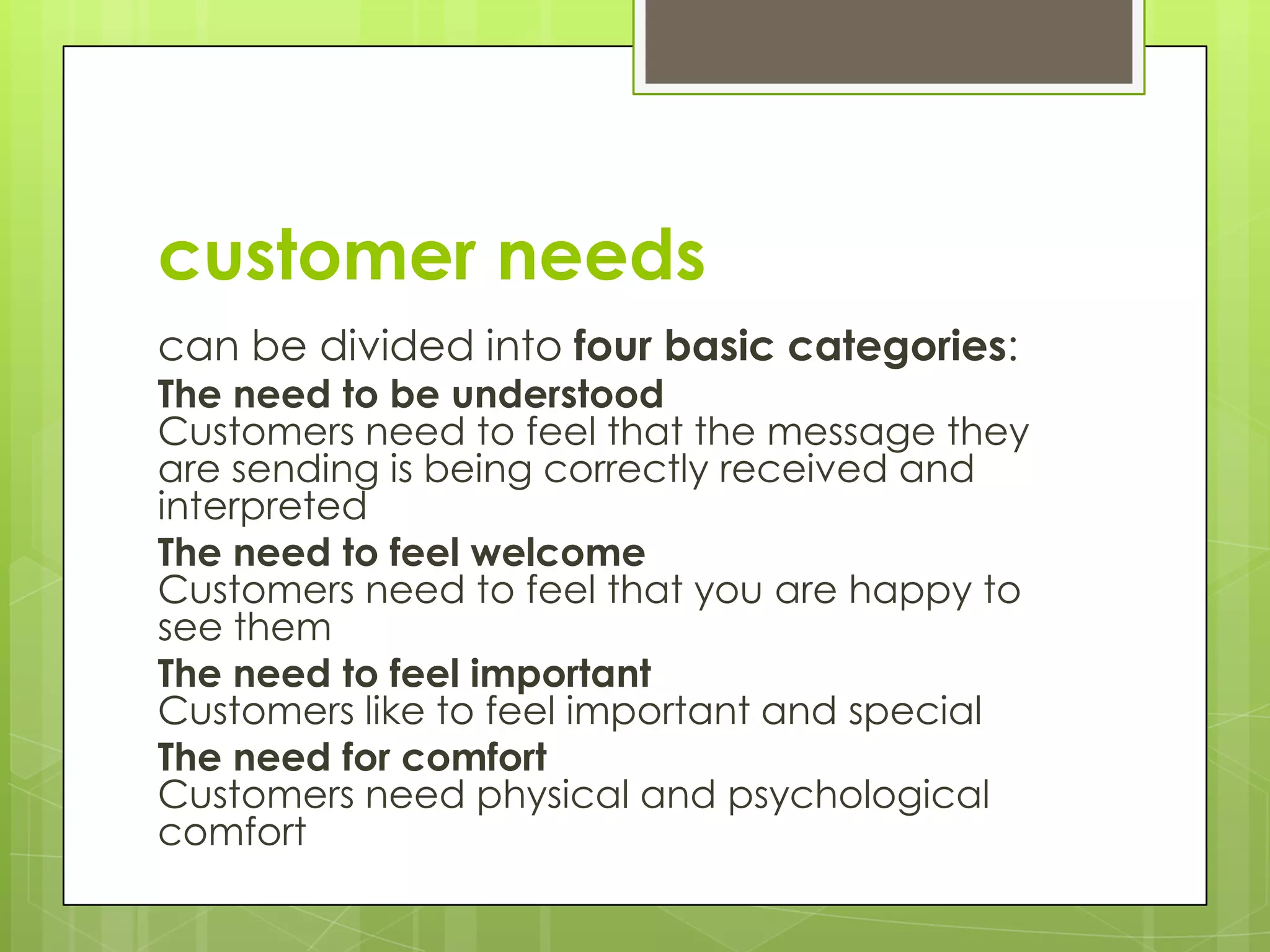Types of customers and their needs | PPTX