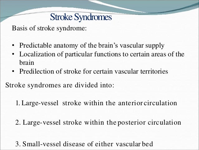 Types of cva and stroke syndromes