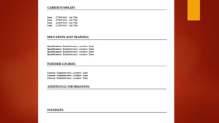 Types of cvs | PPTX | Resume Writing and Advice | Job Search