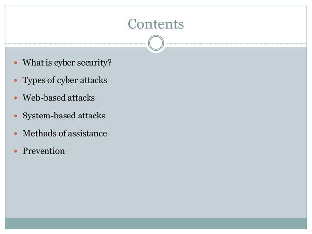 Types of cyber attacks | PPTX | Information and Network Security | Computing