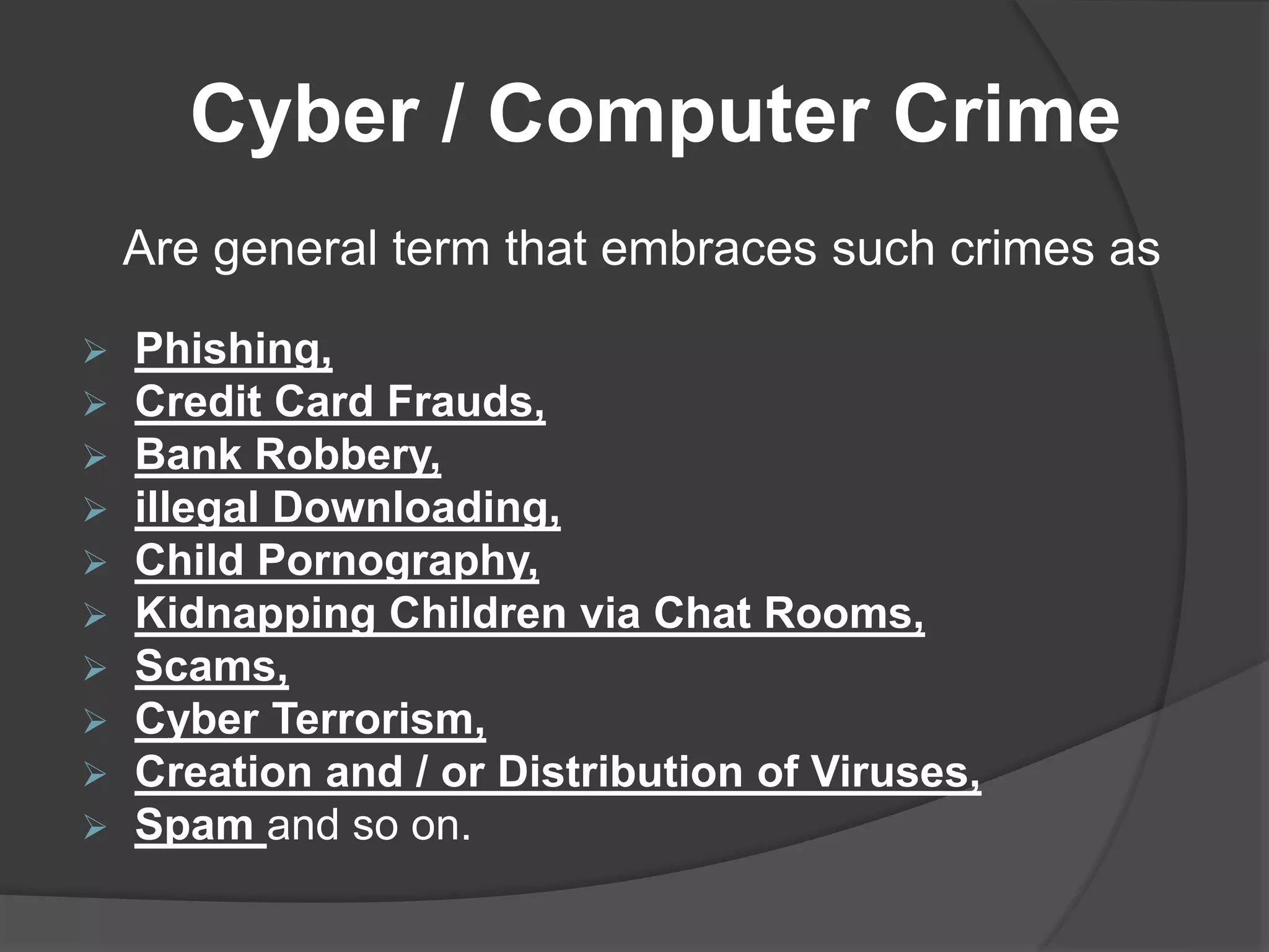 Types of Cyber Crimes and Security Threats | PPTX