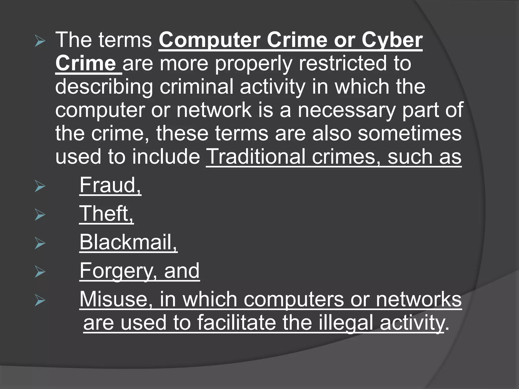 Types of Cyber Crimes and Security Threats | PPTX
