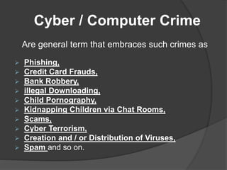 Types of Cyber Crimes and Security Threats | PPTX