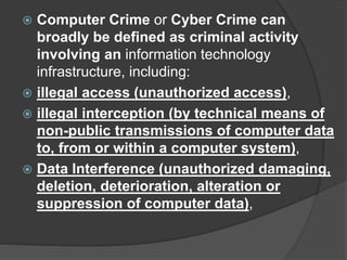 Types of Cyber Crimes and Security Threats | PPTX