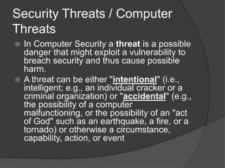 Types of Cyber Crimes and Security Threats | PPTX
