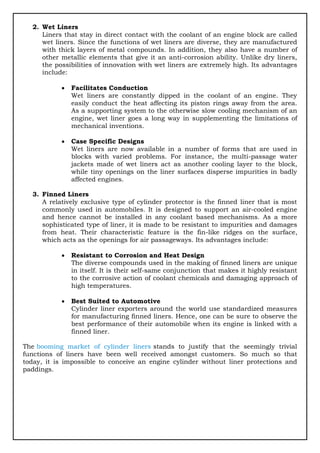 Types of Cylinder Liners and The Advantages | PDF