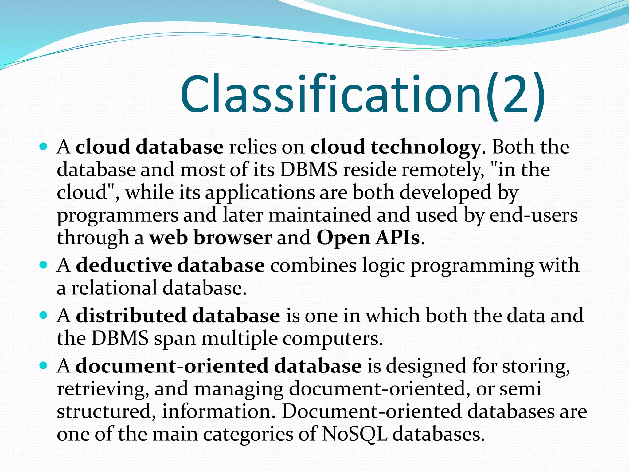 Types Of Databasespptx Databases Computer Software And Applications